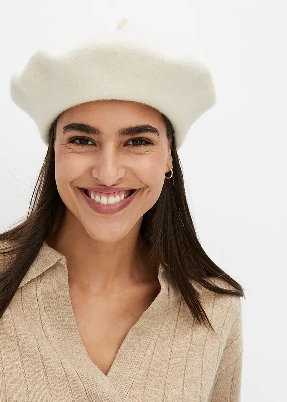 Příjemně měkký baret - přírodní bílý melír